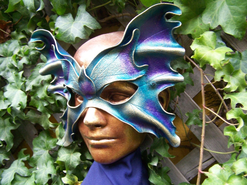 Leather Fairy Mask in Teal - Etsy