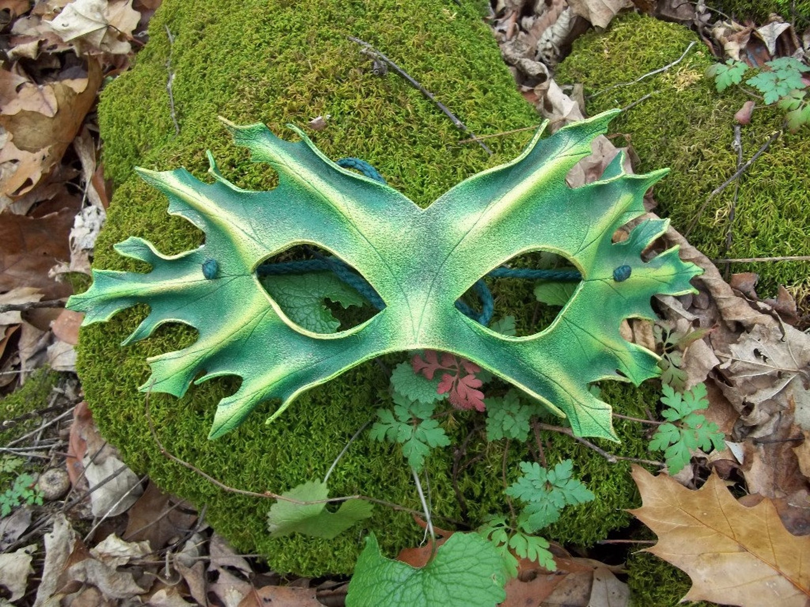 Pin Oak Leaf Green Man Mask in Green - Etsy