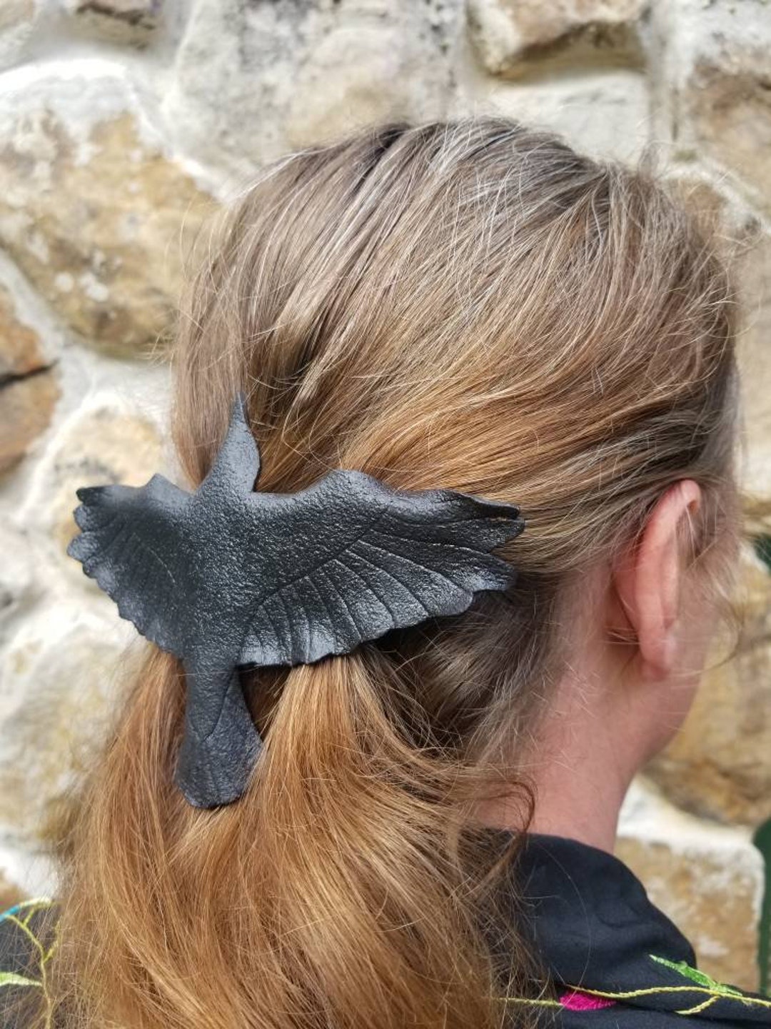 Raven Hair Clip in Leather - Etsy