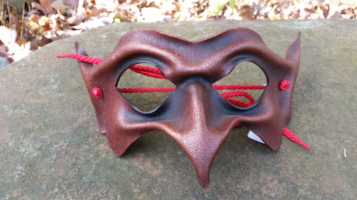 Red Goblin Leather Mask - Etsy