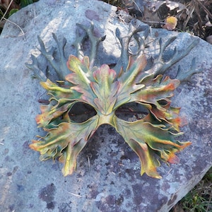 Autumn Wood King Leather Green Man Mask - Etsy