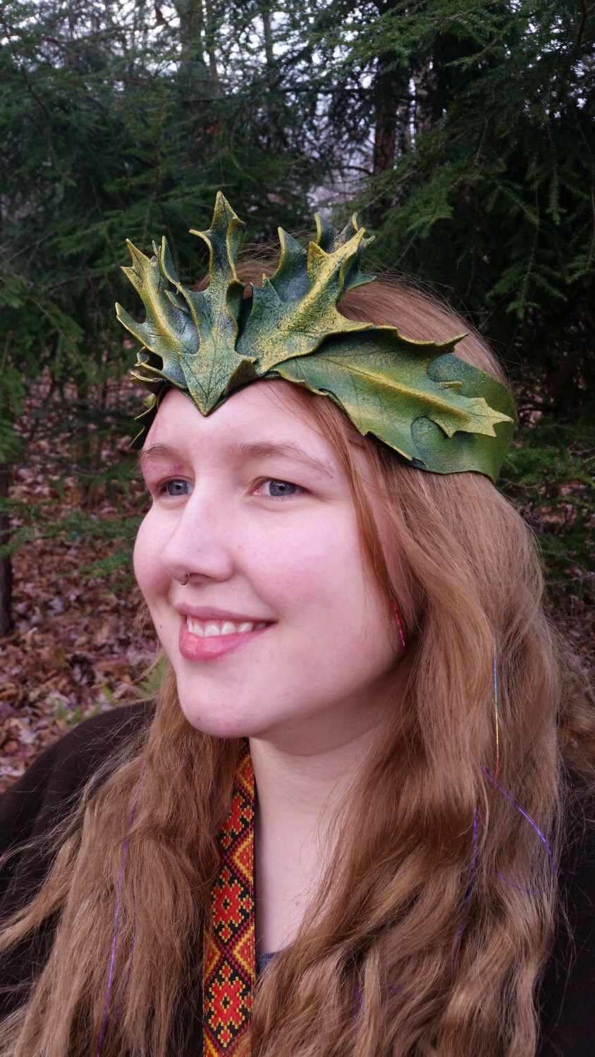 Green Leather Leaf Crown - Etsy