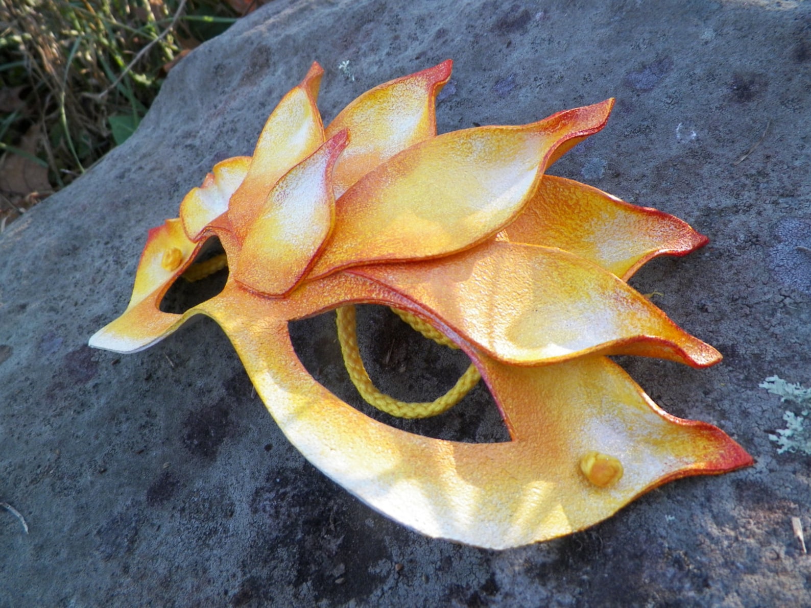 Yellow Lotus Leather Mask - Etsy
