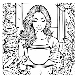 25 Coffee Theme Coloring Sheets for Adults - Instant Digital Download ...