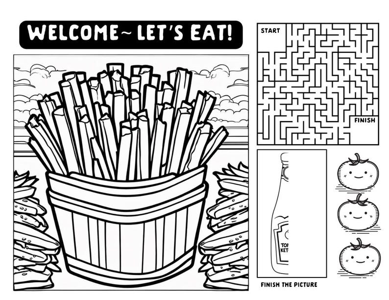 15 Restaurant Coloring Activity Mats - Includes Holidays and Everyday ...
