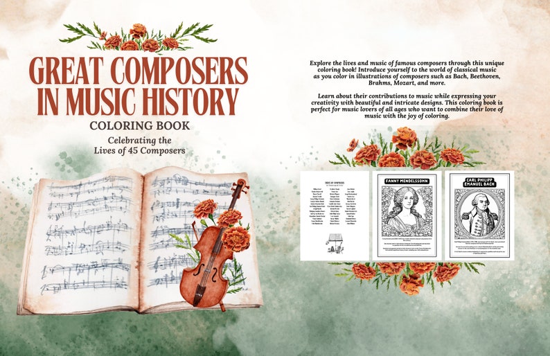 Great Composers in Music History: Coloring Book Celebrating the Lives ...