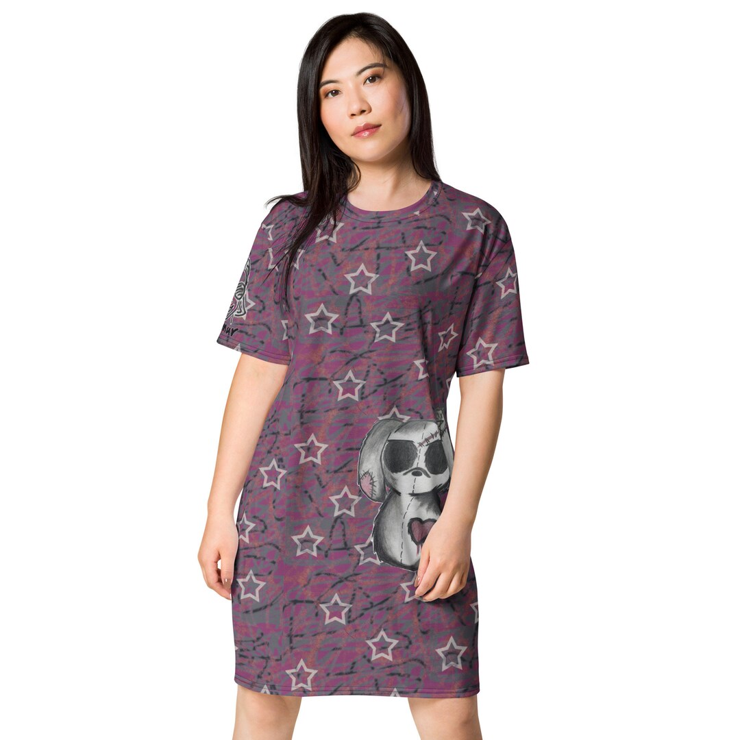 Stars Mauve W/dog T-shirt Dress - Etsy
