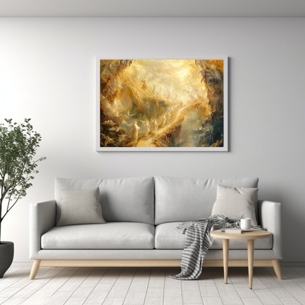 Pathway to Heaven Surrounded by Angels, DIGITAL DOWNLOAD, Oil Painting ...