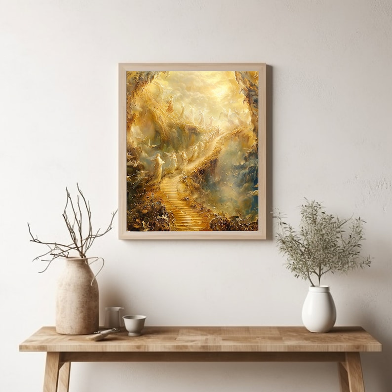 Pathway to Heaven Surrounded by Angels, DIGITAL DOWNLOAD, Oil Painting ...