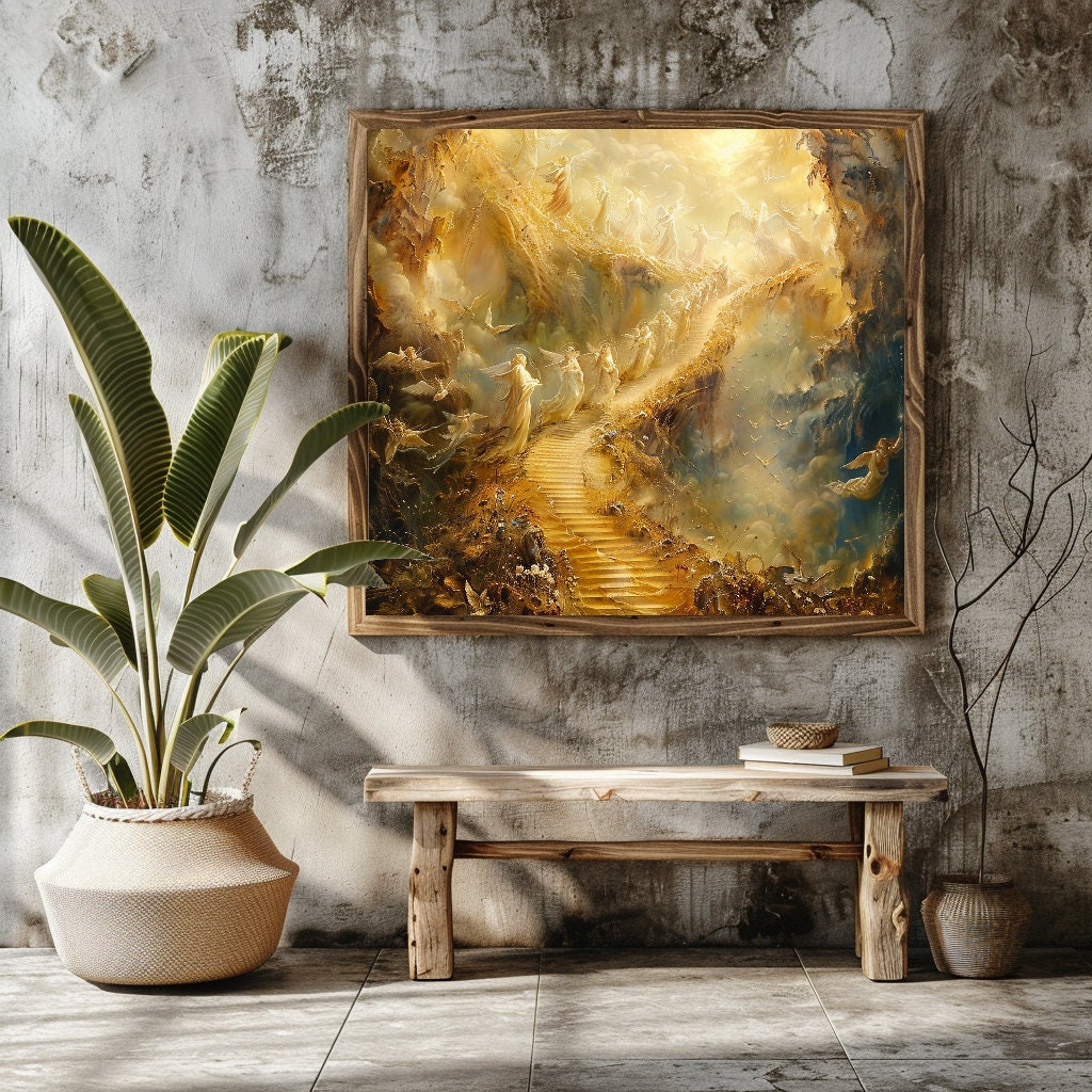 Pathway to Heaven Surrounded by Angels, DIGITAL DOWNLOAD, Oil Painting ...