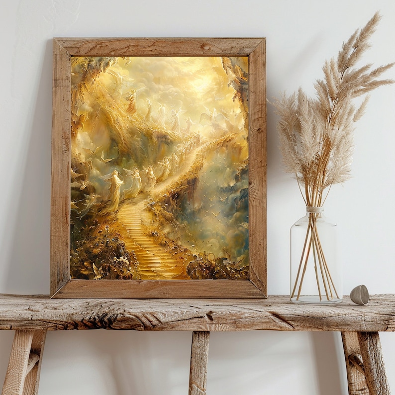 Pathway to Heaven Surrounded by Angels, DIGITAL DOWNLOAD, Oil Painting ...