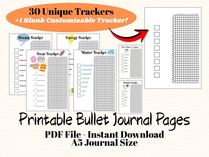 A5 Annual Journal Tracker Bundle | 31 Minimalist Yearly Trackers | 6 ...