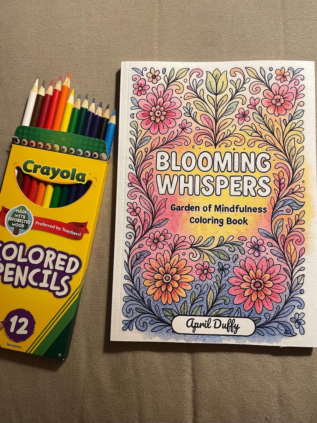 Blooming Whispers Coloring Book: Floral Art Therapy With Free Pencils ...