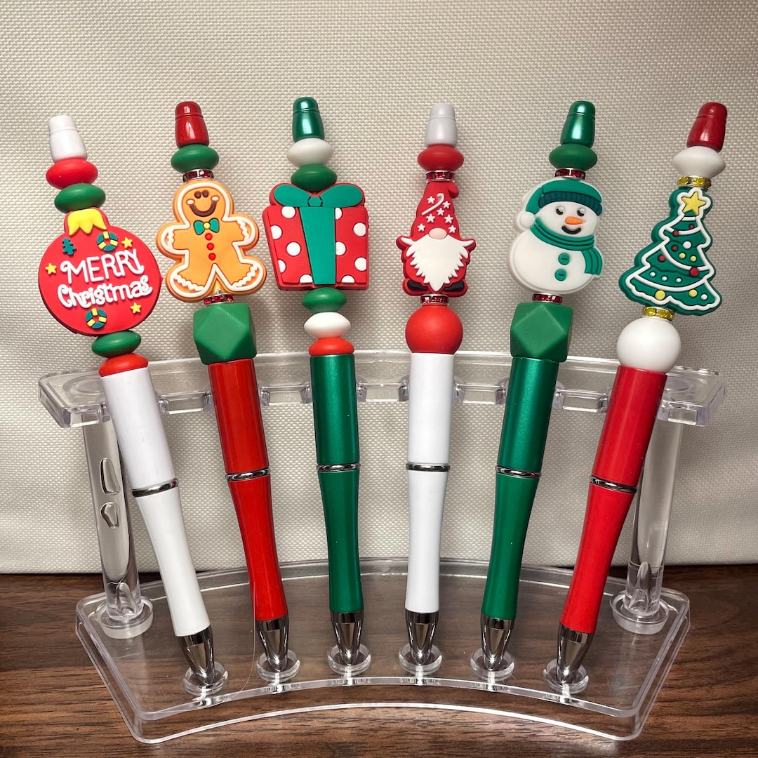 Christmas Themed Pens – Black Ink Ballpoint With Festive Topper + Extra ...
