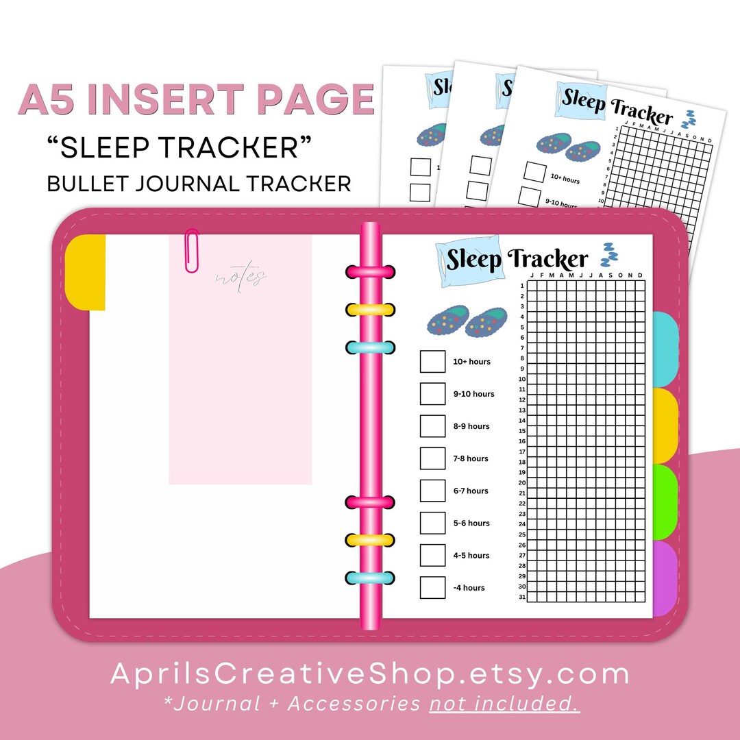 A5 Sleep Tracker Insert | Wellness Bullet Journal Page | Health & Self ...