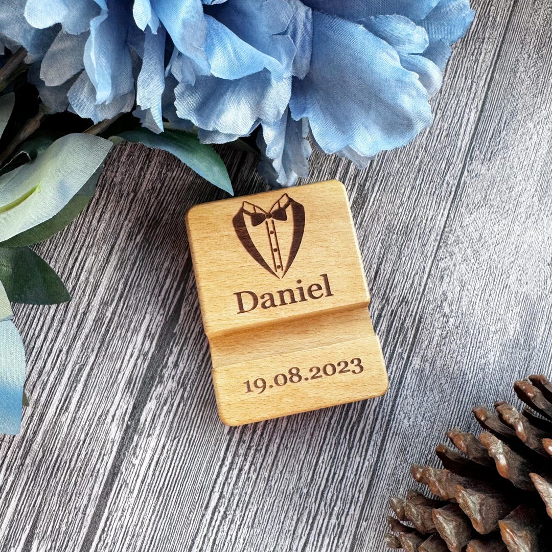 Personalized Wooden Phone Stand - Desk Accessory - Engraved Phone ...