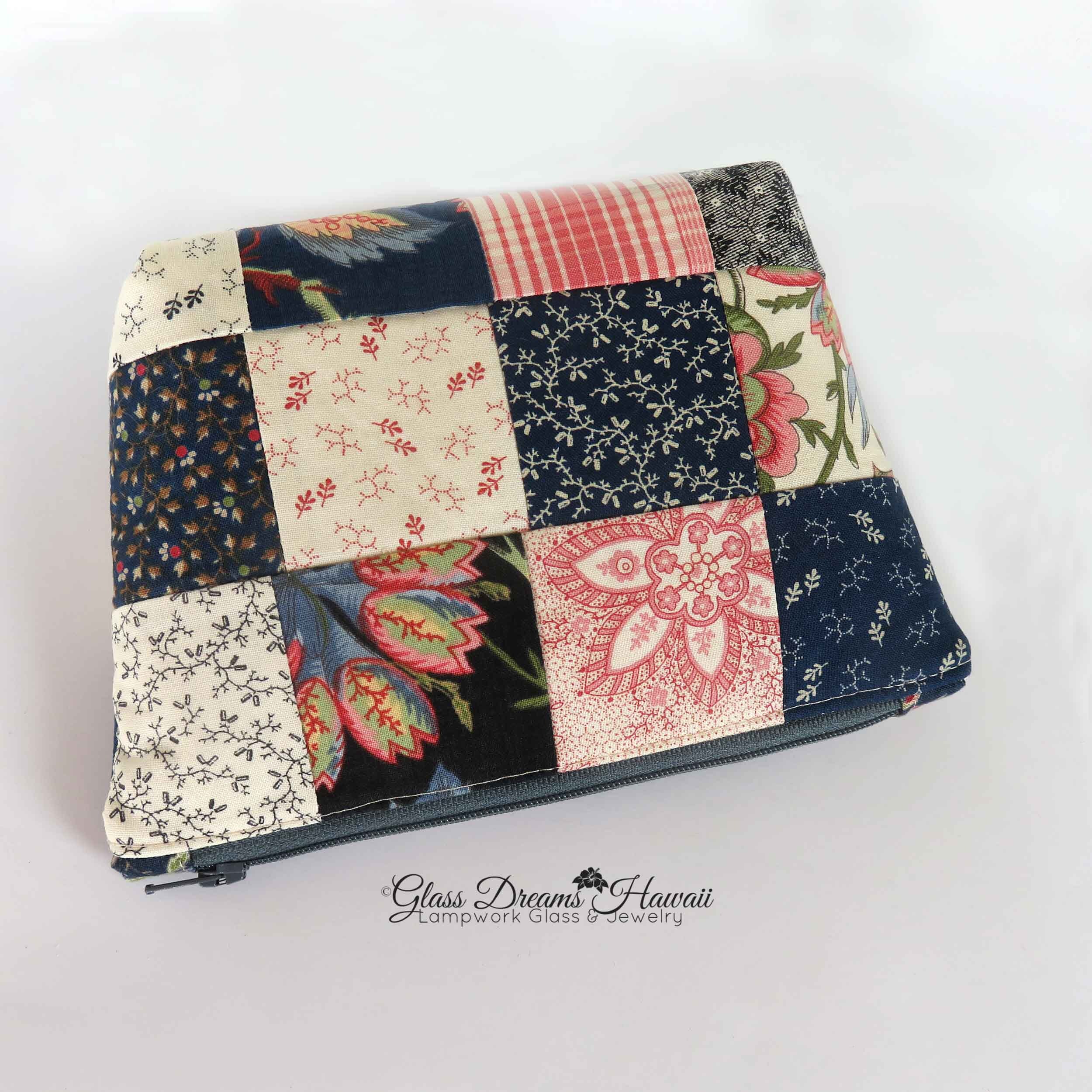 Zipper Pouch Quilted Patchwork Accessory Bag Cotton Fabric - Etsy.de