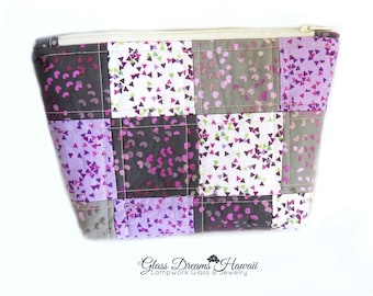 Quilted Patchwork Zipper Pouch, Accessory Bag, Cotton Fabric, Fully Lined - Etsy