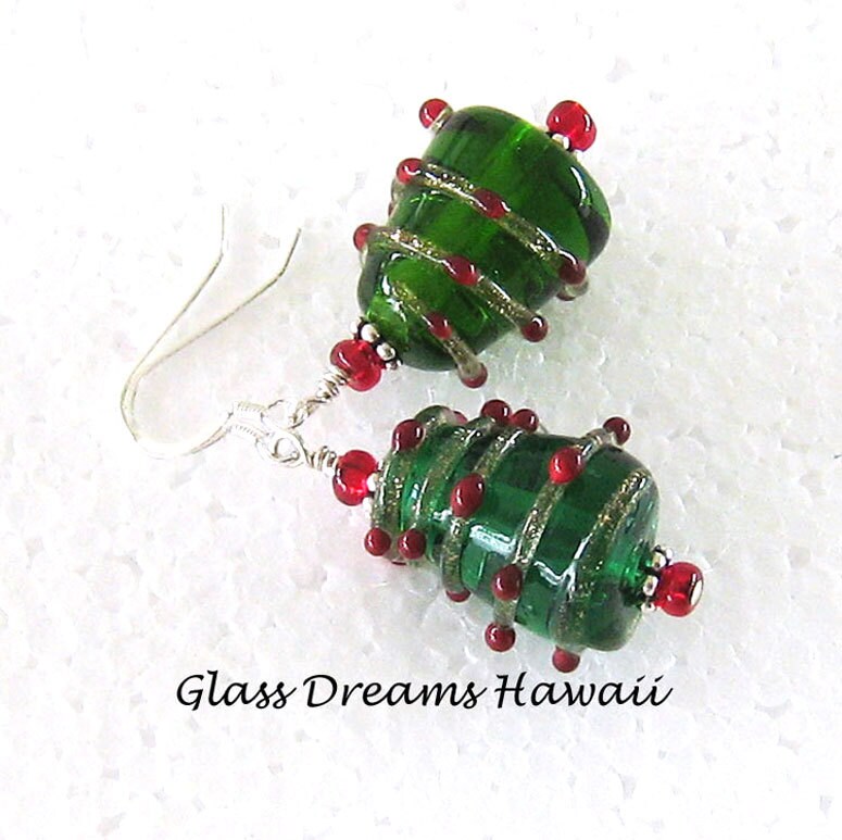 Festive Holiday Season Christmas Tree Dangle Fashion Earrings, Handmade ...