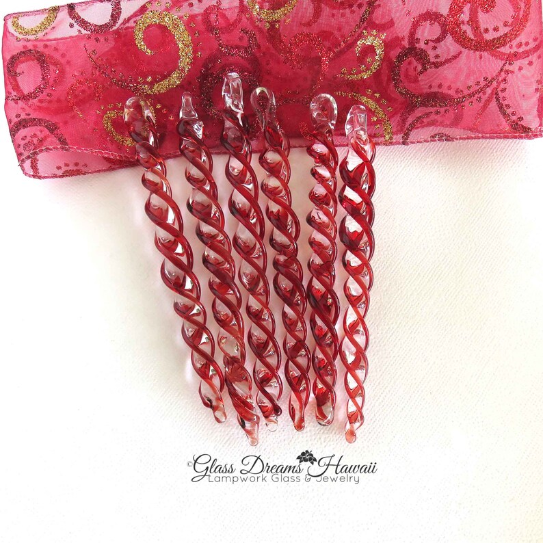 Holiday Glass Icicle Ornaments Red and Clear Glass Icicles - Etsy