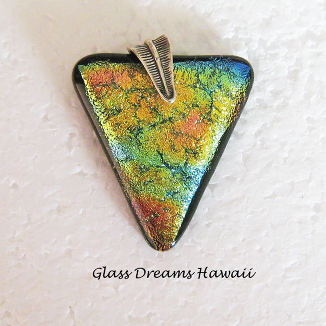 Triangle Fused Glass Pendant Dichroic Glass Statement - Etsy