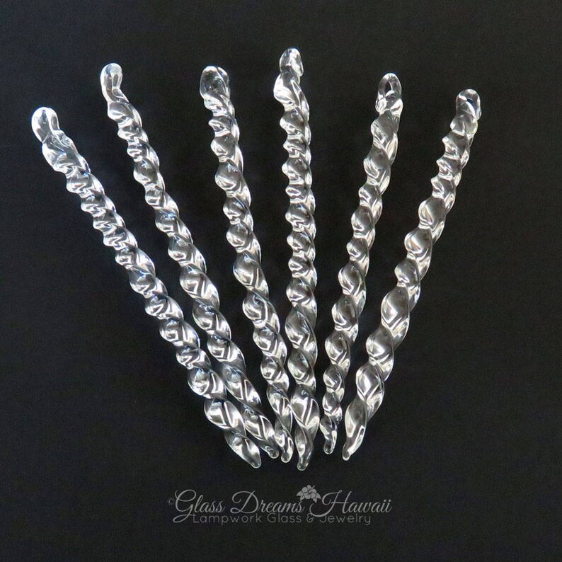 Glass Icicle Ornaments Handmade Lampwork Glass Ornaments Crystal Clear ...