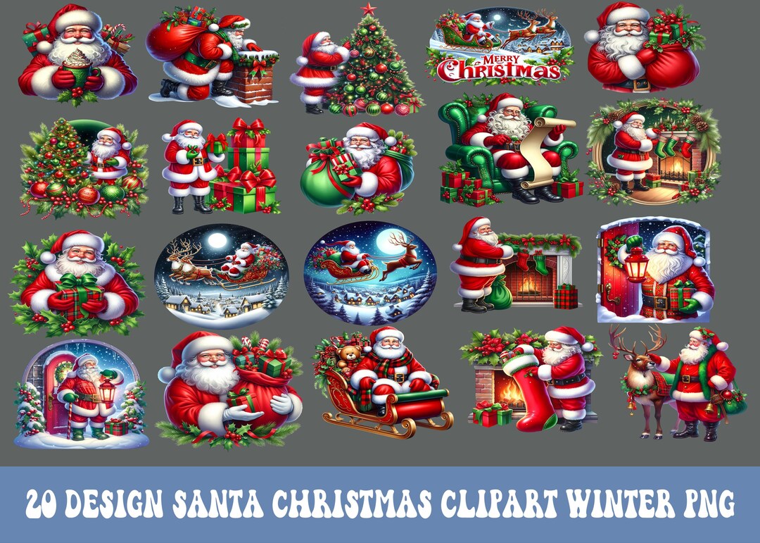 Santa Christmas Clipart Winter PNG, 20 PNG Christmas Santa Clipart ...