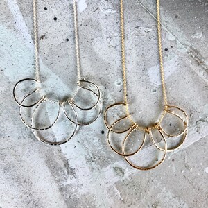 Multi Loop Necklace, Loop Necklace, Lotus Flower Necklace, Silver Loop ...