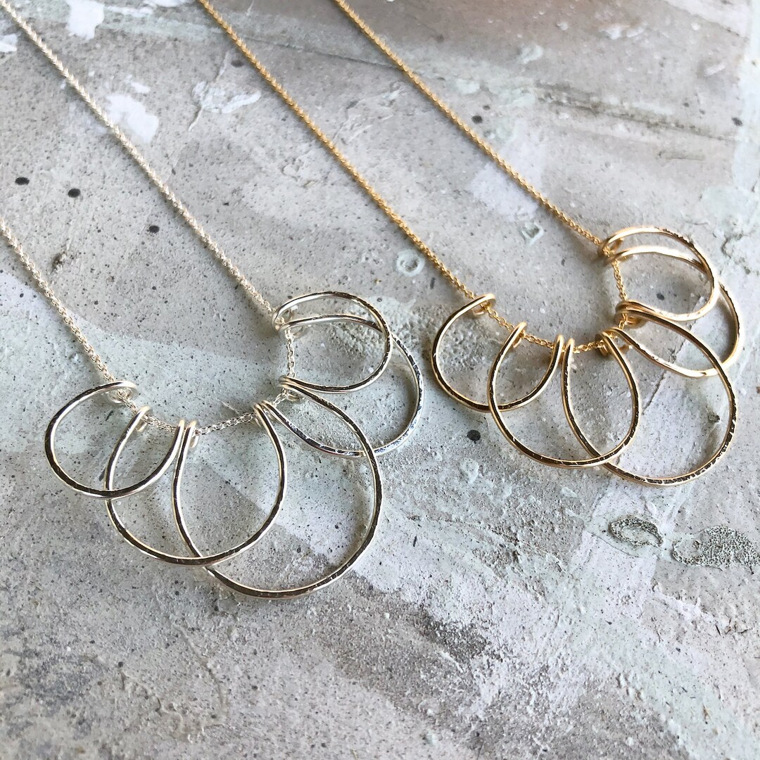 Multi Loop Necklace, Loop Necklace, Lotus Flower Necklace, Silver Loop ...