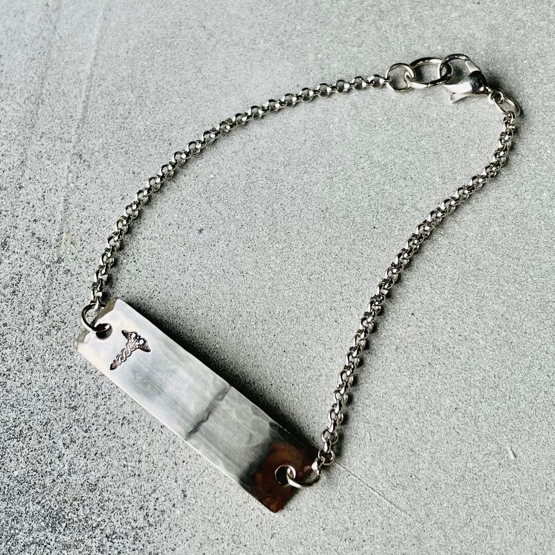 Medical Alert Bracelet, Medical ID Bar Bracelet, Unisex Medical ID ...