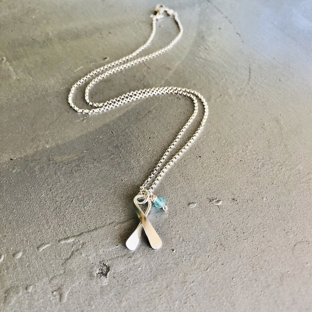 Awareness Ribbon Necklace With Birthstone: Sterling Silver or Gold ...