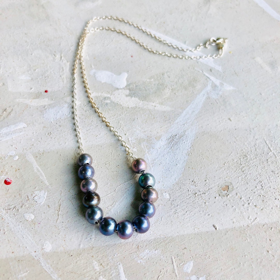 Sterling Silver Peacock Pearl Necklace: Add-a-pearl Style - Etsy