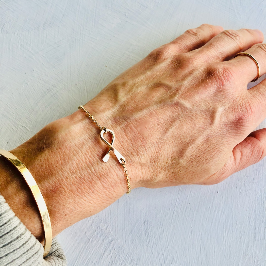 Sterling Silver Awareness Ribbon Bracelet: Gemstone Accent - Etsy