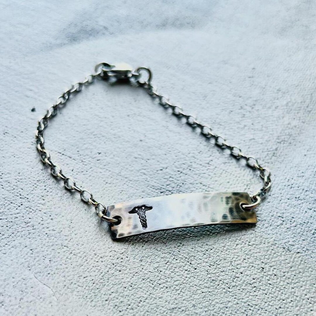 Medical Alert Bar Bracelet, Stainless Steel Medical ID Bar Bracelet ...