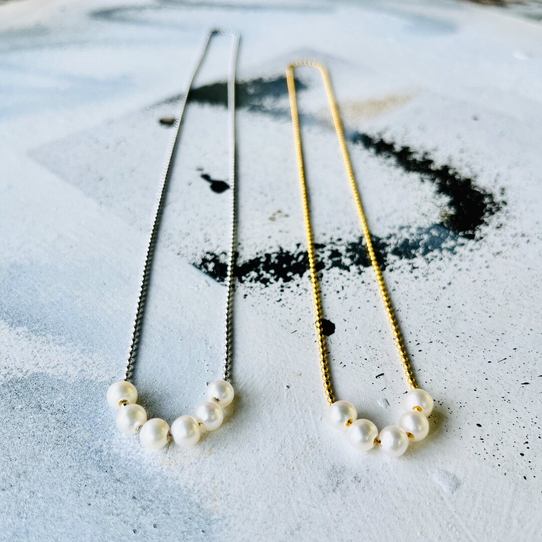 Add a Pearl Necklace With With Stainless Steel Ball Chain - Etsy