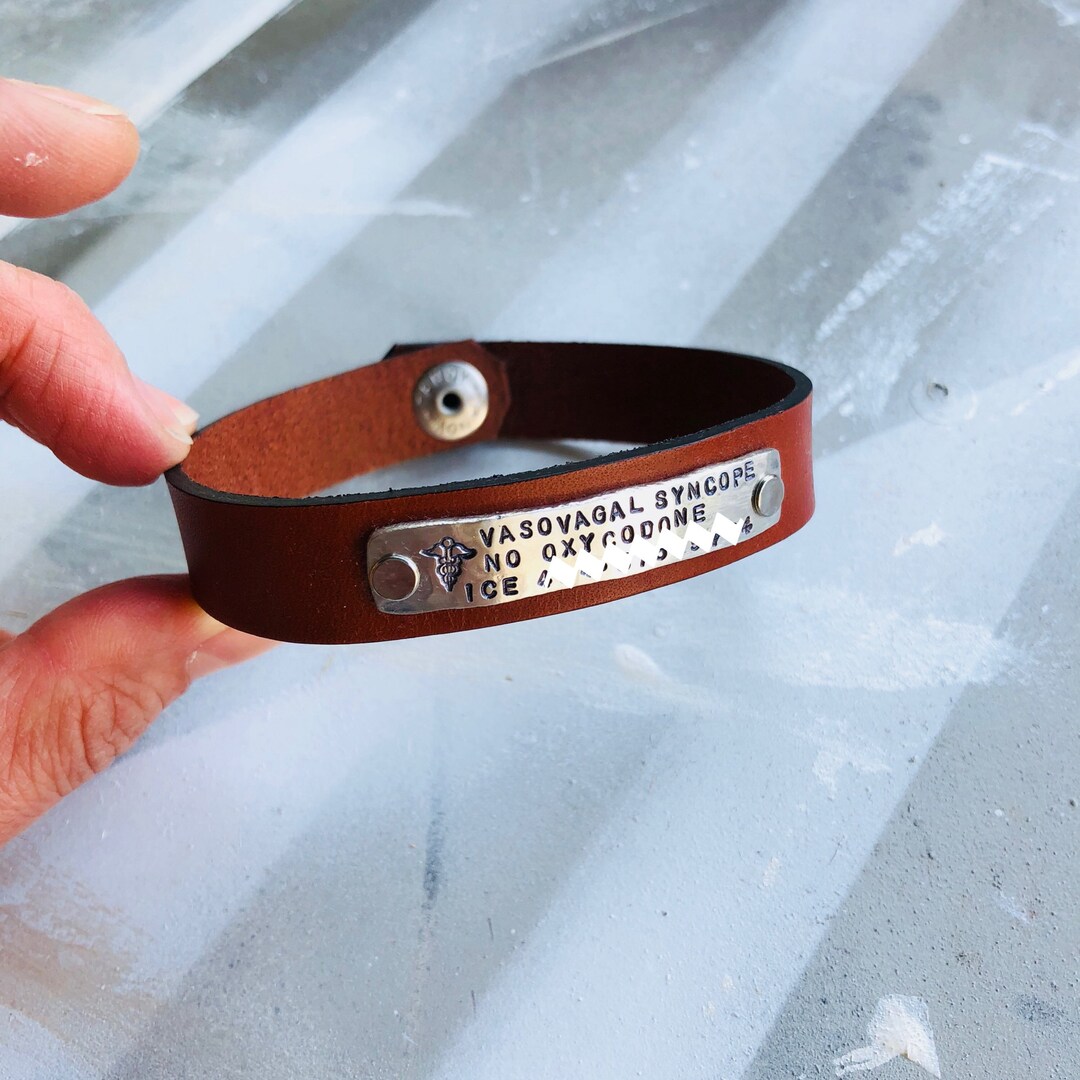 Medical ID Bracelet Leather Medical Alert Bracelet Leather - Etsy UK