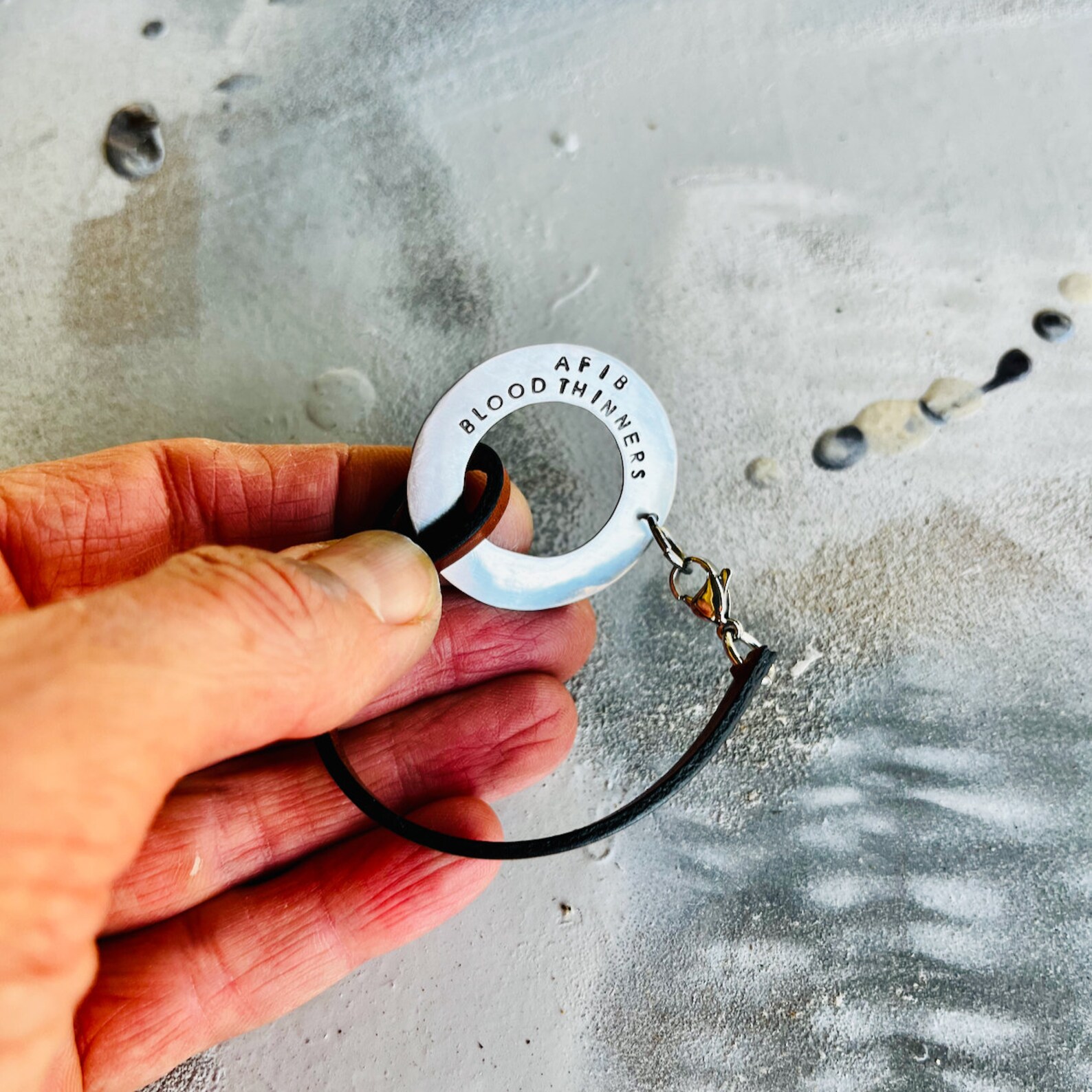 Open Circle Leather Medical Alert Bracelet, Stainless Steel Open Circle ...