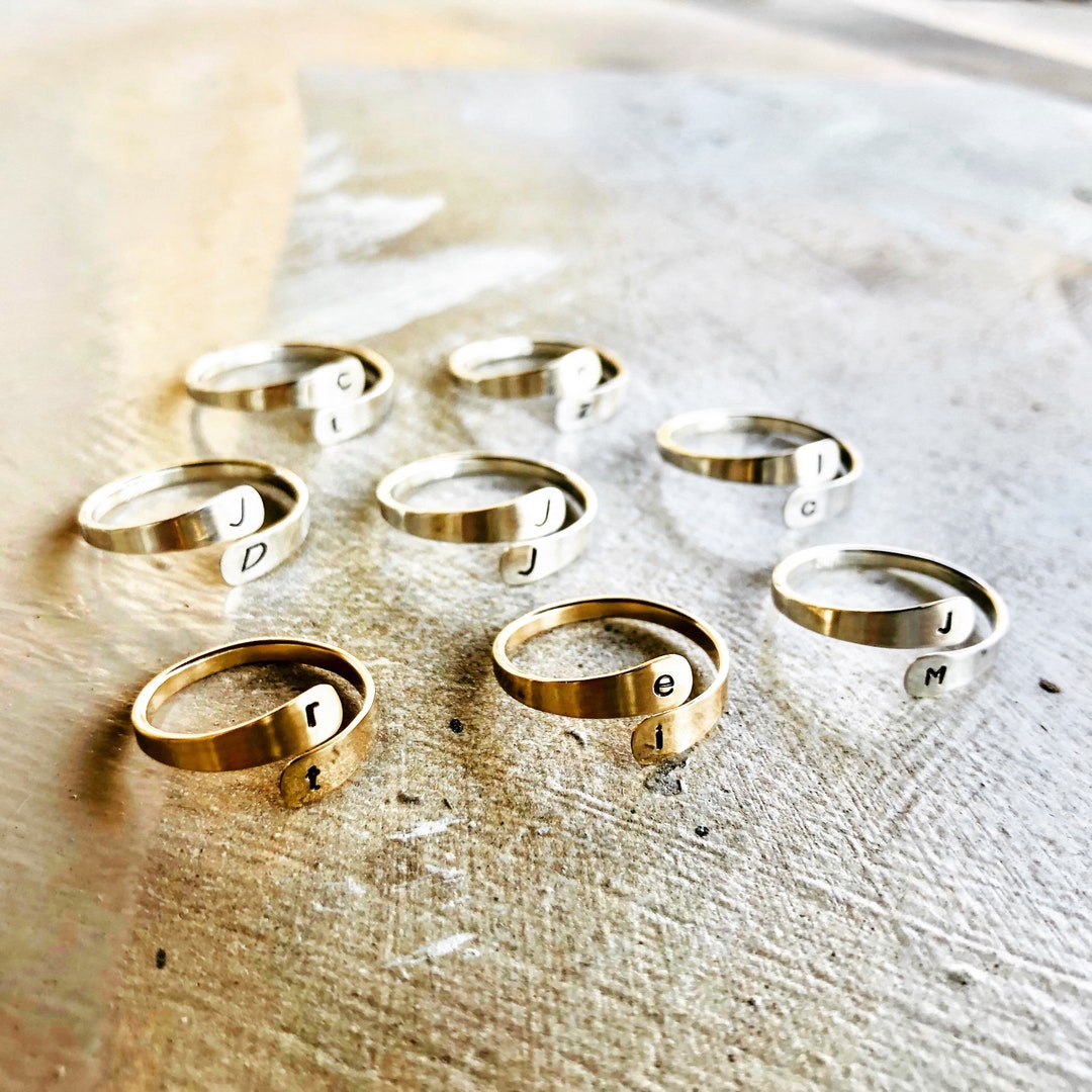 Custom Initial Wrap Ring: Sterling Silver or Gold Filled, Personalized ...