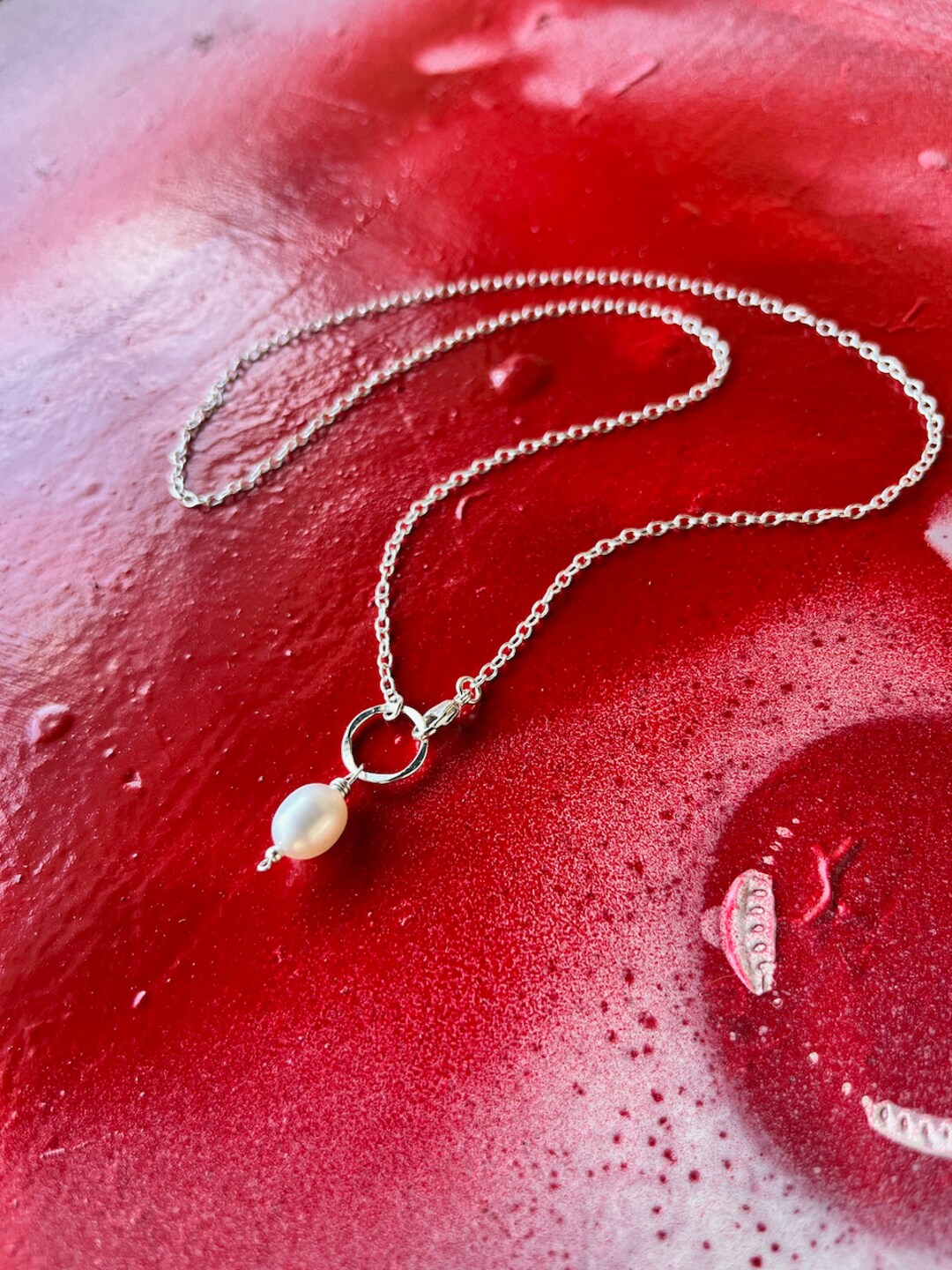 Pearl Pendant Necklace: Hammered Ring, Sterling Silver or Gold Filled ...