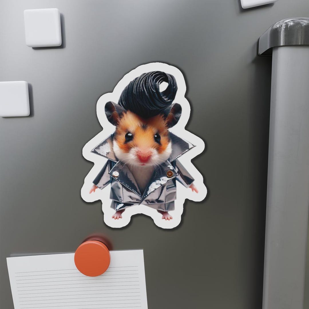 Fun Elvis Hamster Rockstar Die-cut Magnets, Music Lover Fridge Magnets ...