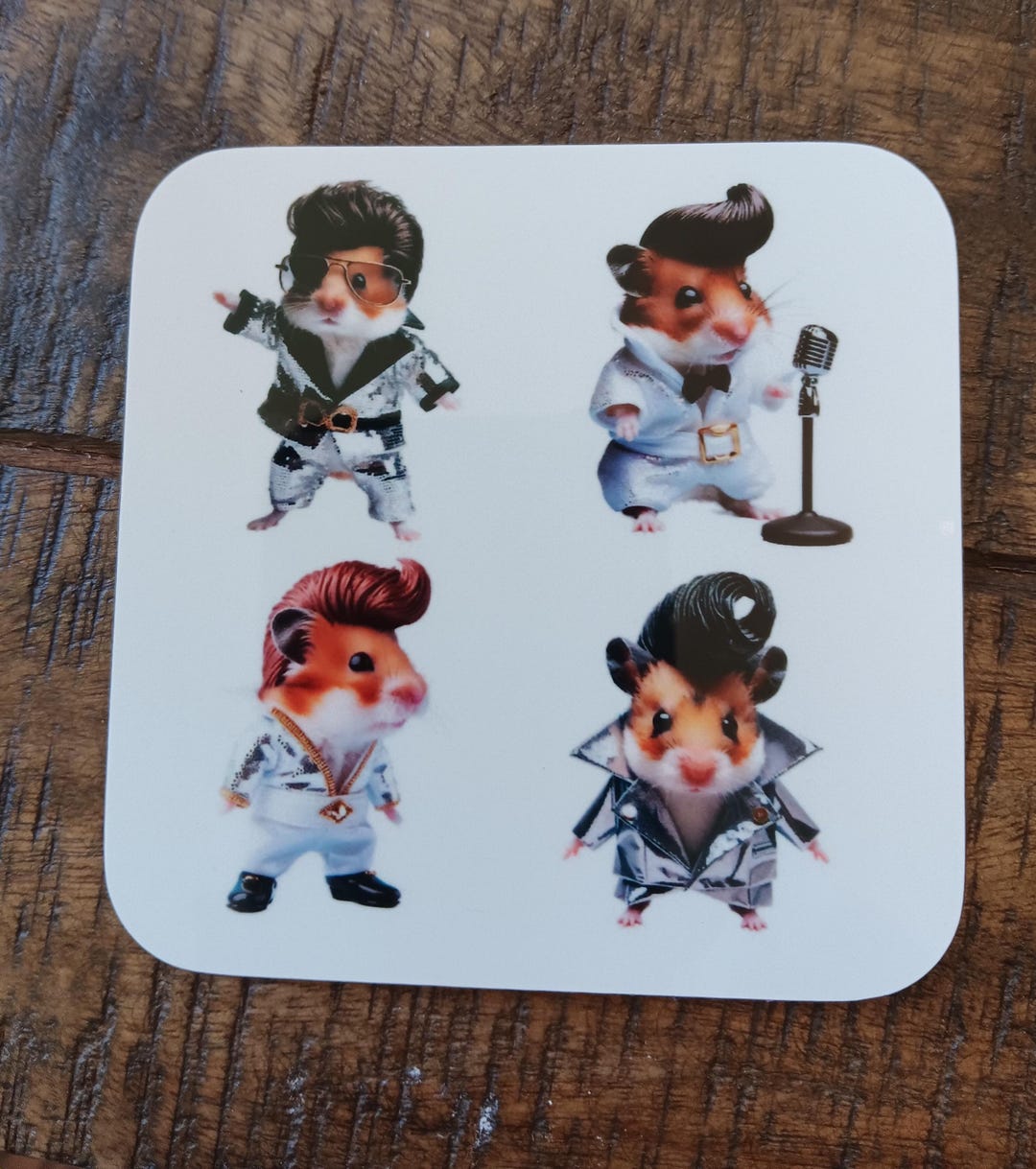 Hamster Rockstar Elvis Coaster, Tea Coaster, Coffee Coaster, Gift for ...