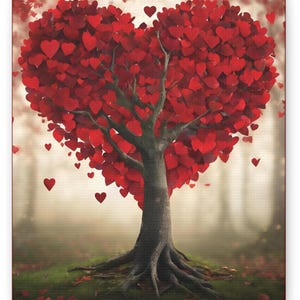 Heart Tree Canvas Art, Romantic Home Decor, Love Anniversary Gift - Etsy