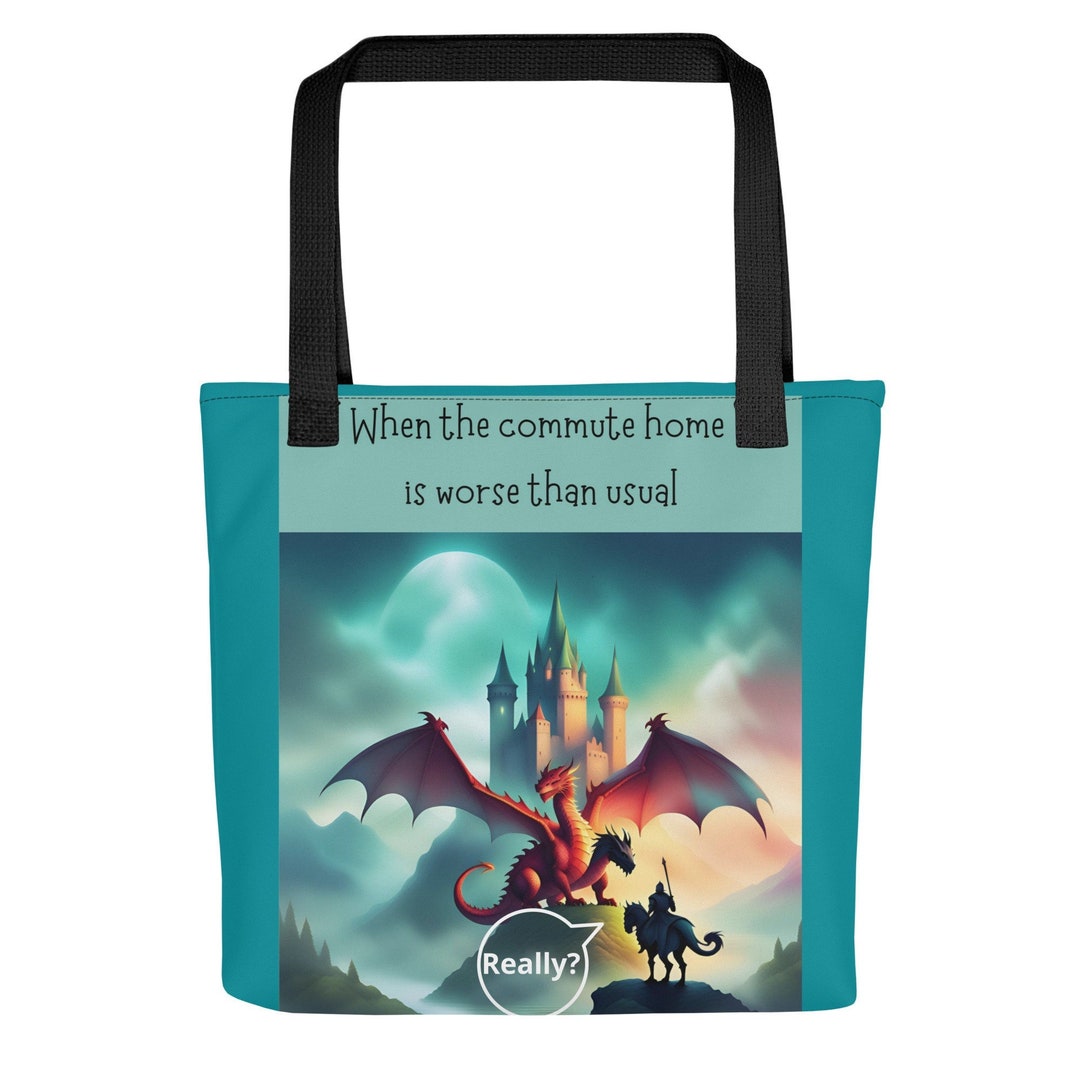 Funny Dragon Commute Tote Bag: Fantasy Book Bag, Cosplay Gift - Etsy