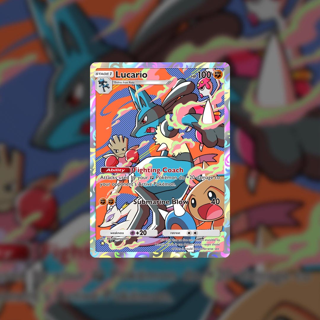 Custom Lucario Full Art Card Space-time Smackdown Physical Pokémon TCG ...