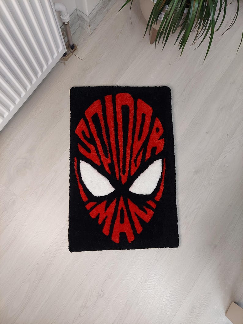 Spiderman Tufted Rug, Playroom Decor, Custom Marvel-inspired Superhero ...