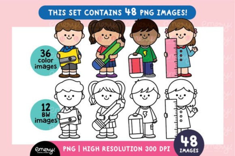 Back to School Kids Clip Art - Etsy
