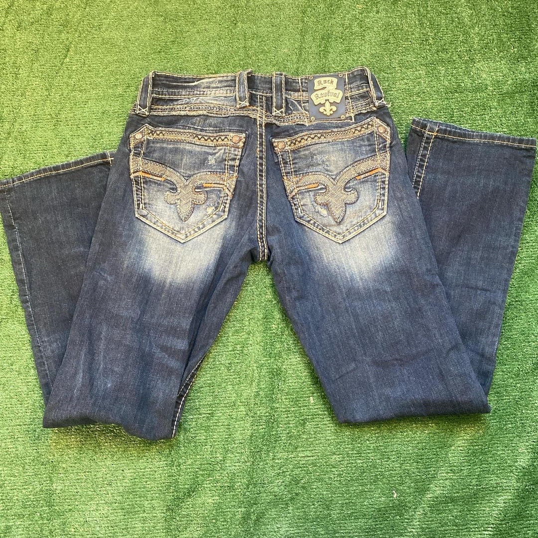 Vintage Y2K Rock Revival Blue Stonewashed Jeans - Etsy