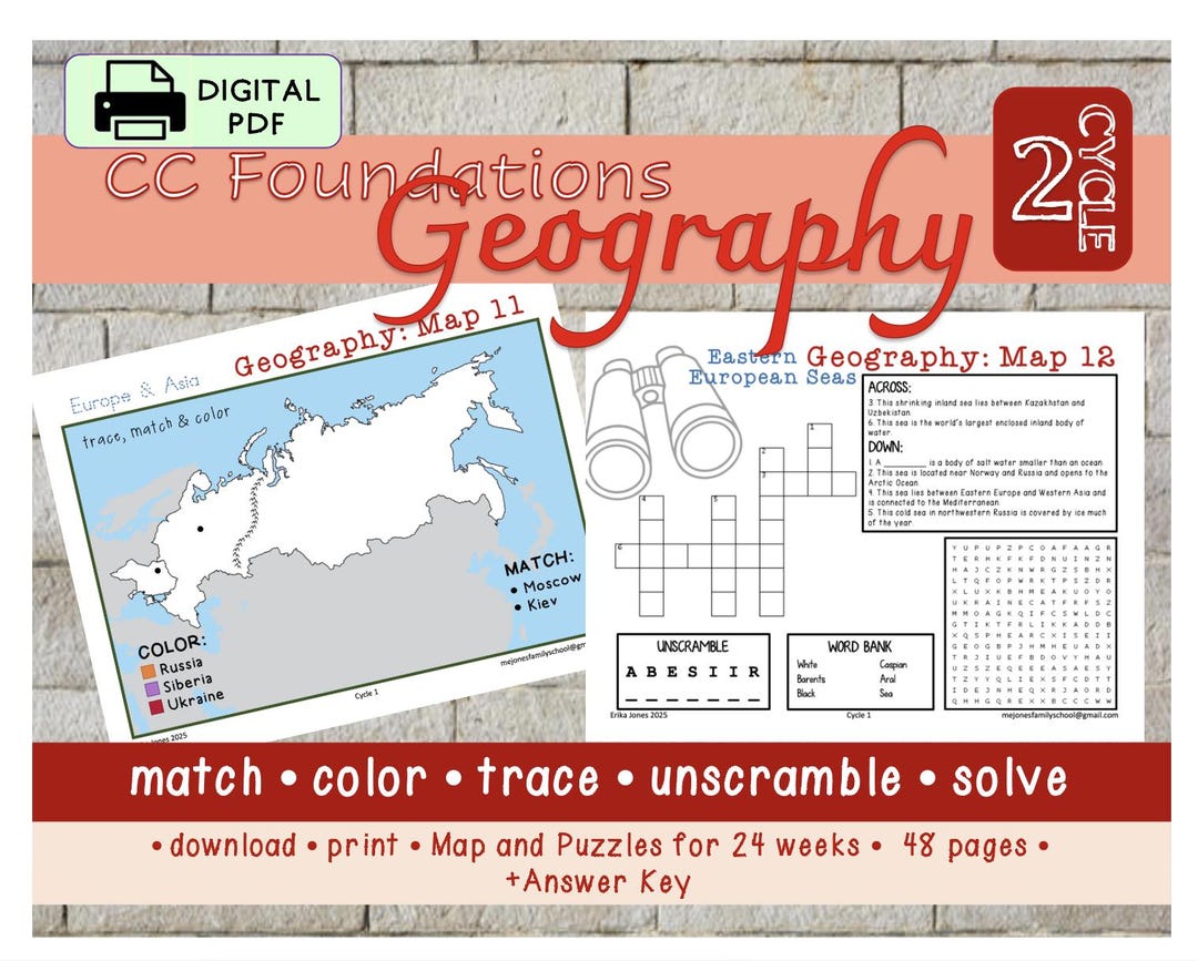 CC Cycle 2 GEOGRAPHY Worksheets | Classical Conversations Foundations ...