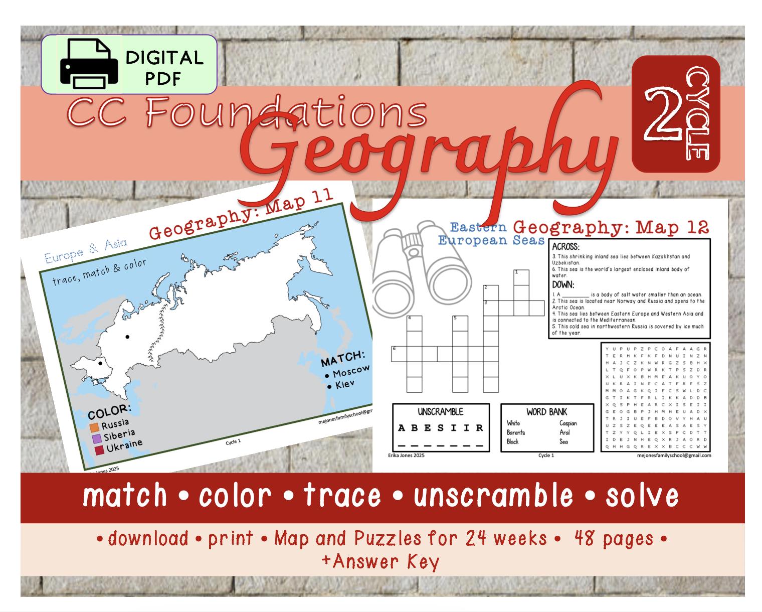 CC Cycle 2 GEOGRAPHY Worksheets | Classical Conversations Foundations ...