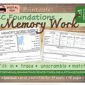 CC Cycle 1 Memory Work Worksheets | Classical Conversations Foundations ...